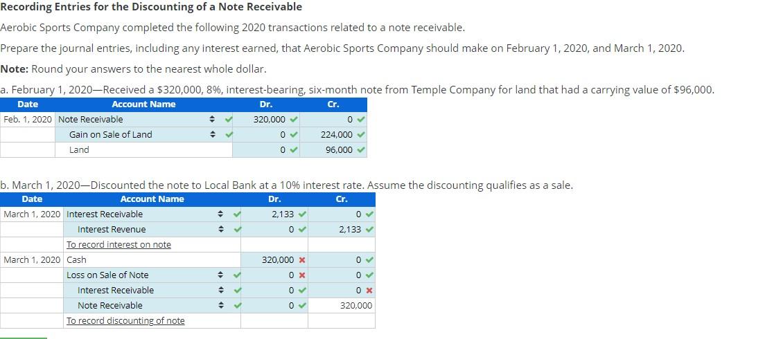 Solved Recording Entries for the Discounting of a Note | Chegg.com