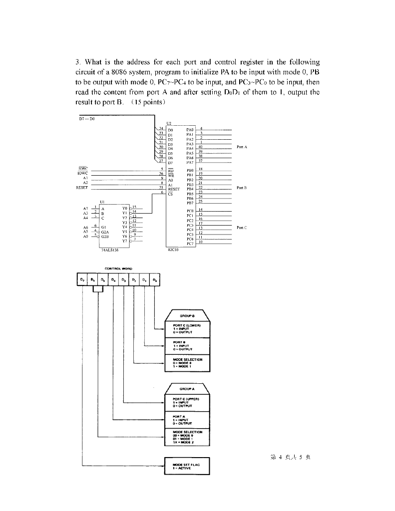 Solved 3. What is the address for each port and control | Chegg.com