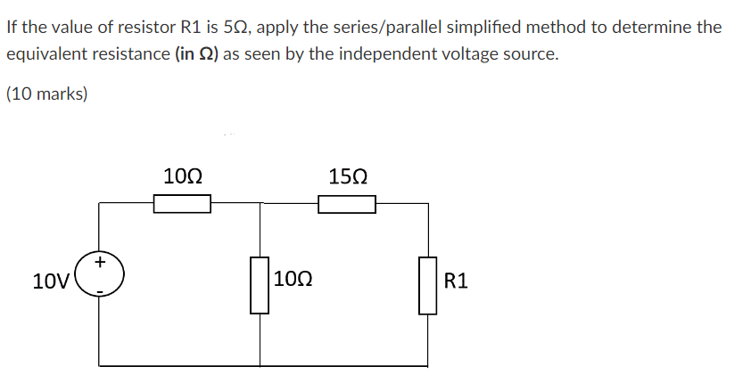 Solved If the value of resistor R 1 is \\( 5 \\Omega \\), | Chegg.com