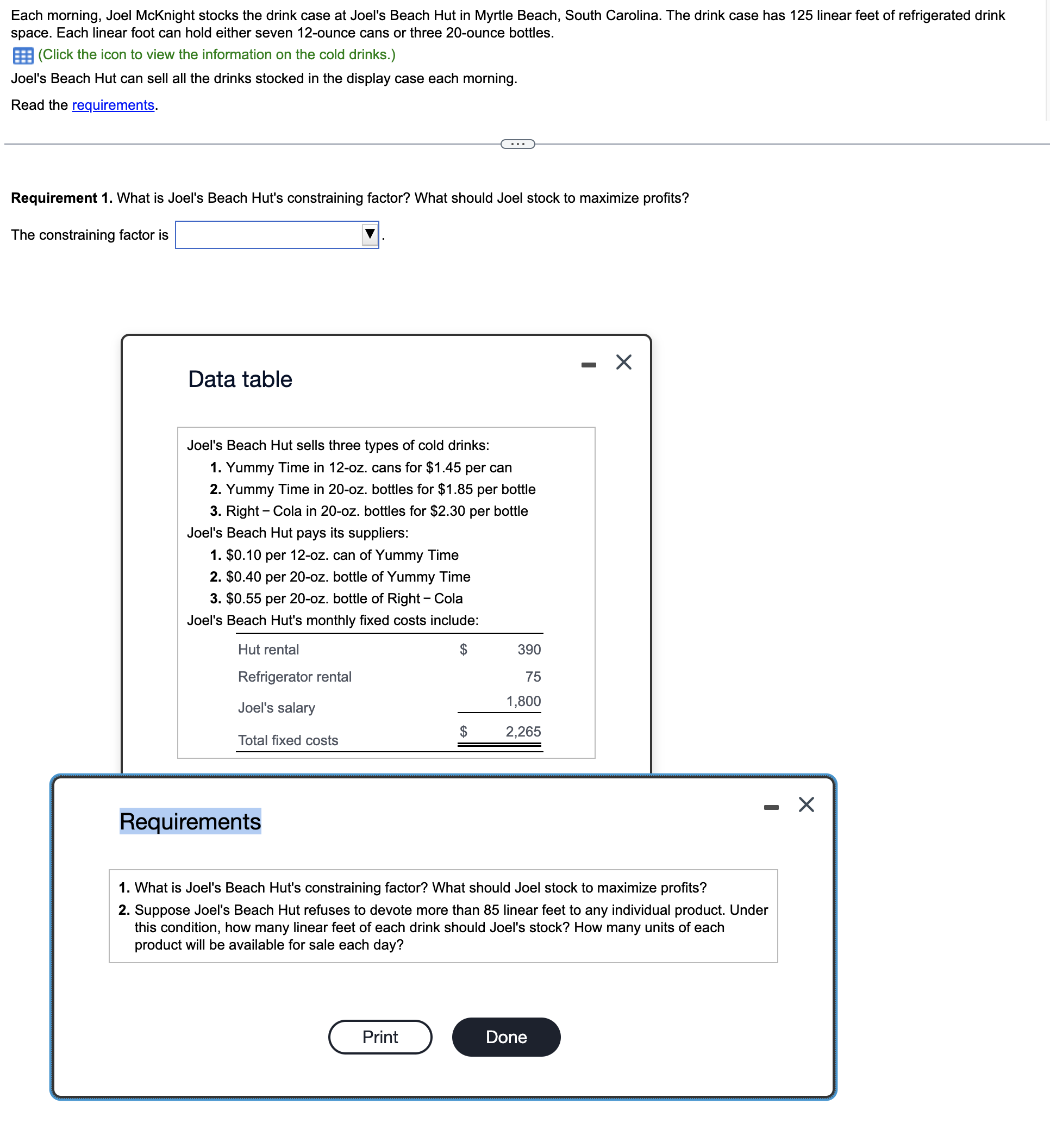 Solved Each morning, Joel McKnight stocks the drink case at | Chegg.com