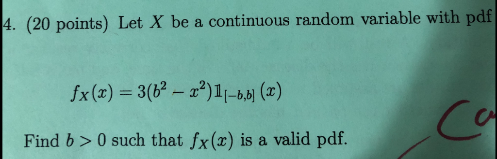 Solved 4 20 Points Let X Be A Continuous Random Variable