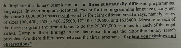 Solved Implement a binary search function in three | Chegg.com