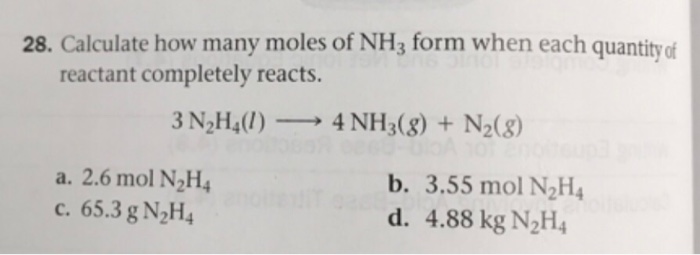 Solved Calculate how many moles of NH_3 form when each | Chegg.com