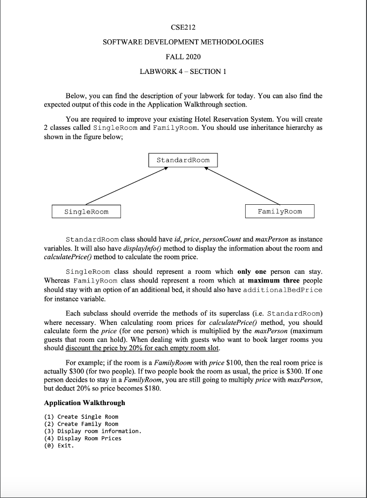 Solved CSE212 SOFTWARE DEVELOPMENT METHODOLOGIES FALL 2020 | Chegg.com