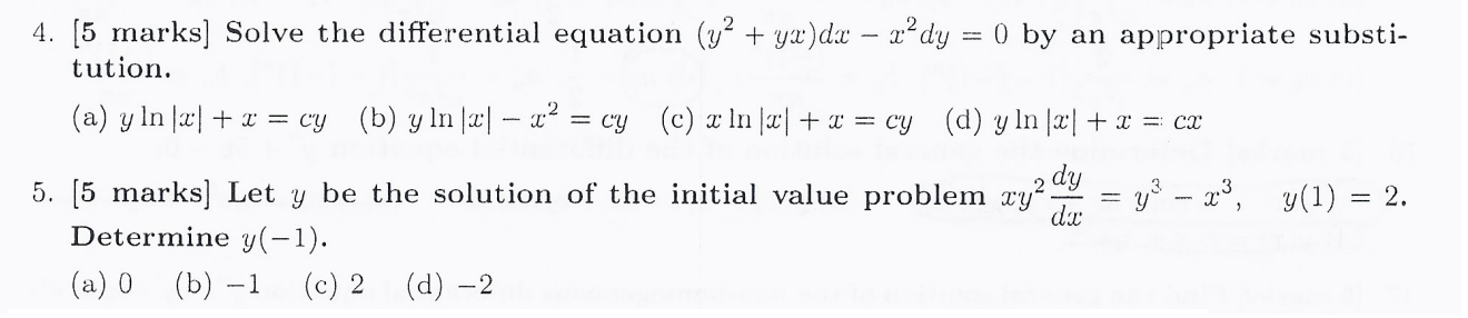 Solved 4. [5 marks] Solve the differential equation | Chegg.com
