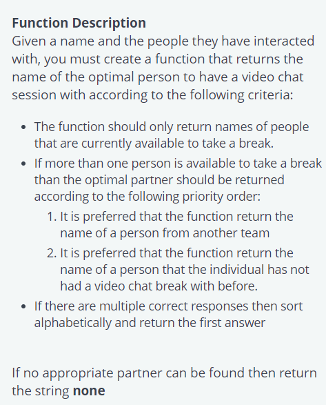 Solved Function Description Given a name and the people they | Chegg.com