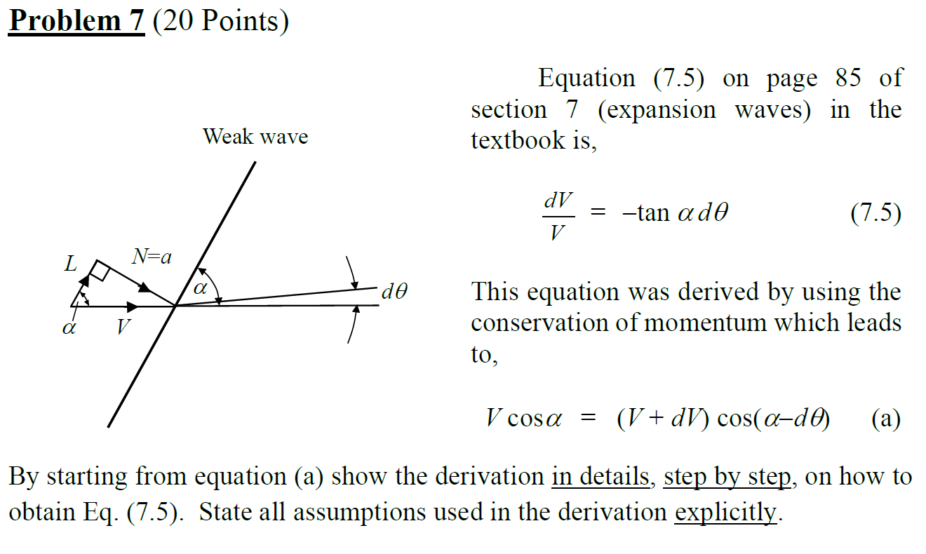 Solved Problem 7 (20 Points) Equation (7.5) on page 85 of | Chegg.com