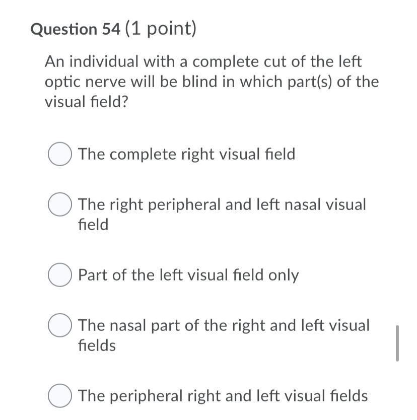 Solved Question 54 (1 point) An individual with a complete | Chegg.com