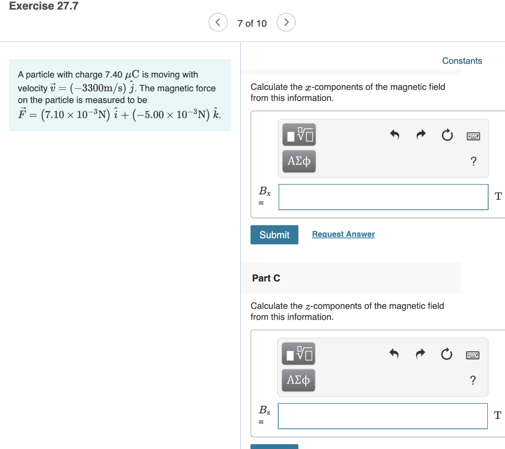 Solved Exercise 27.7 ③ 7 of 10 Constants A particle with | Chegg.com
