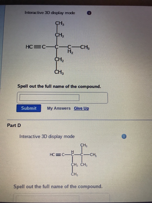 Solved Interactive 3D display mode 。 CH3 CH2 2 CH2 CH3 Spell | Chegg.com