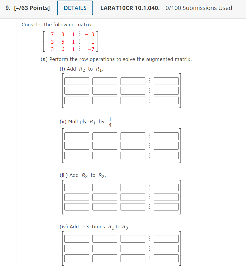 Solved Consider the following matrix. | Chegg.com