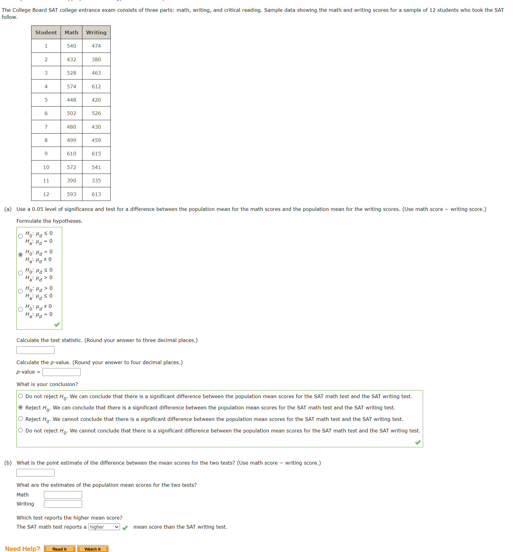 Solved Formulate the hypotheses. | Chegg.com