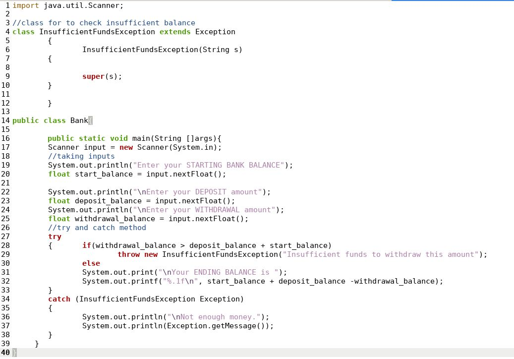 Solved I need to add exceptions to the code below for | Chegg.com