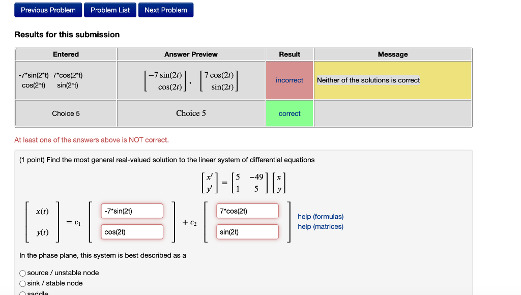Solved Previous Problem Problem List Next Problem Results | Chegg.com