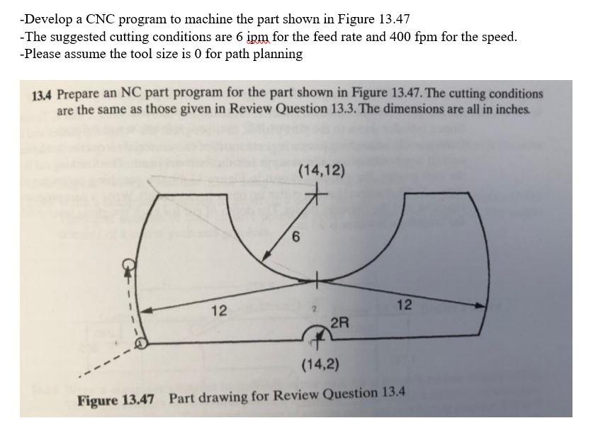 Solved -Develop a CNC program to machine the part shown in | Chegg.com