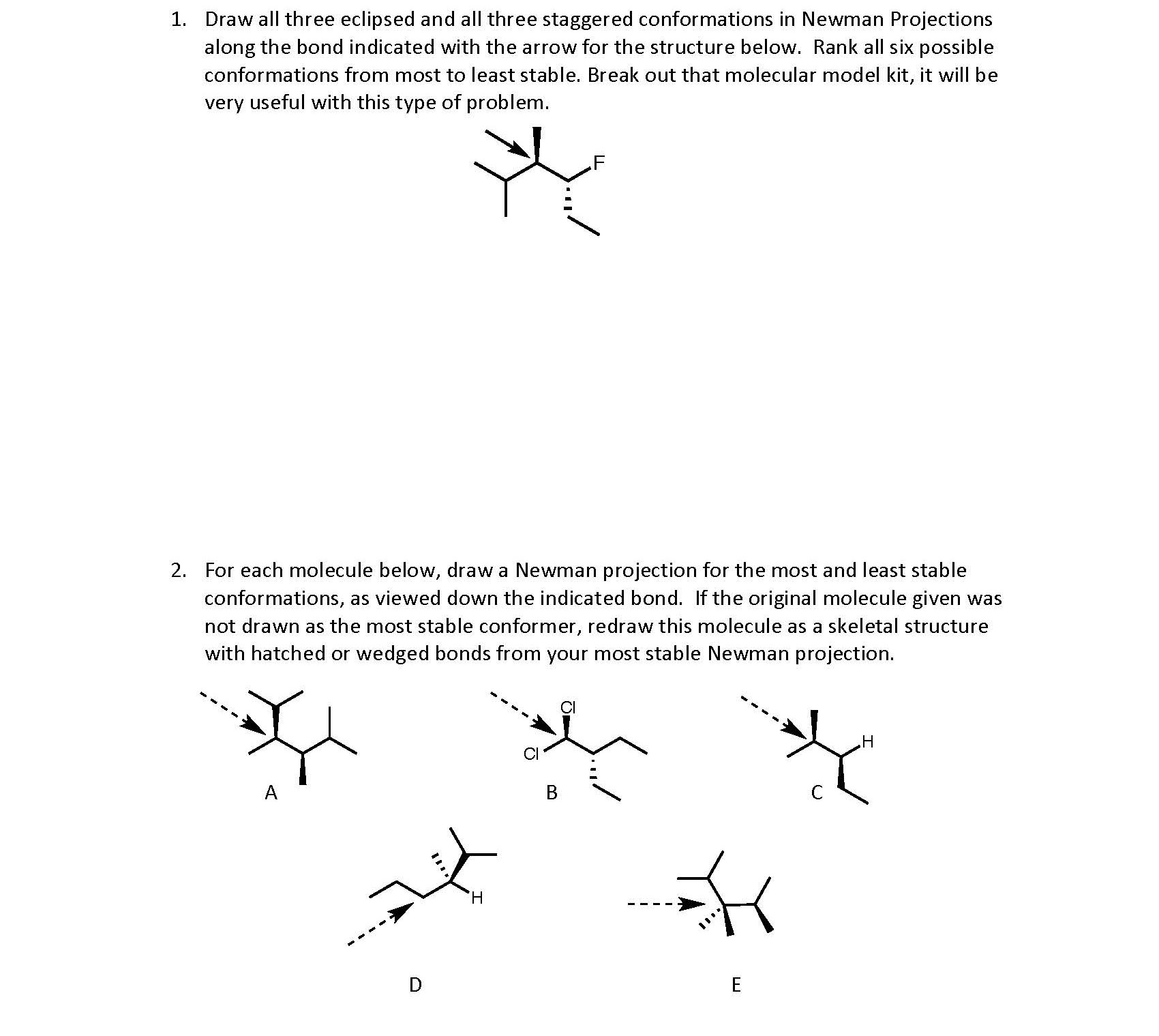 2. ﻿For each molecule below, draw a Newman projection | Chegg.com