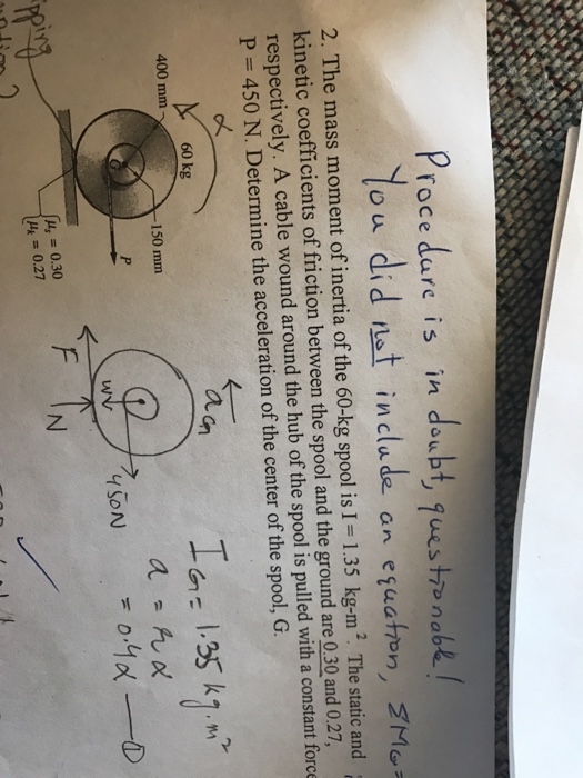 Solved The mass moment of inertia of the 60-kg spool is I = | Chegg.com