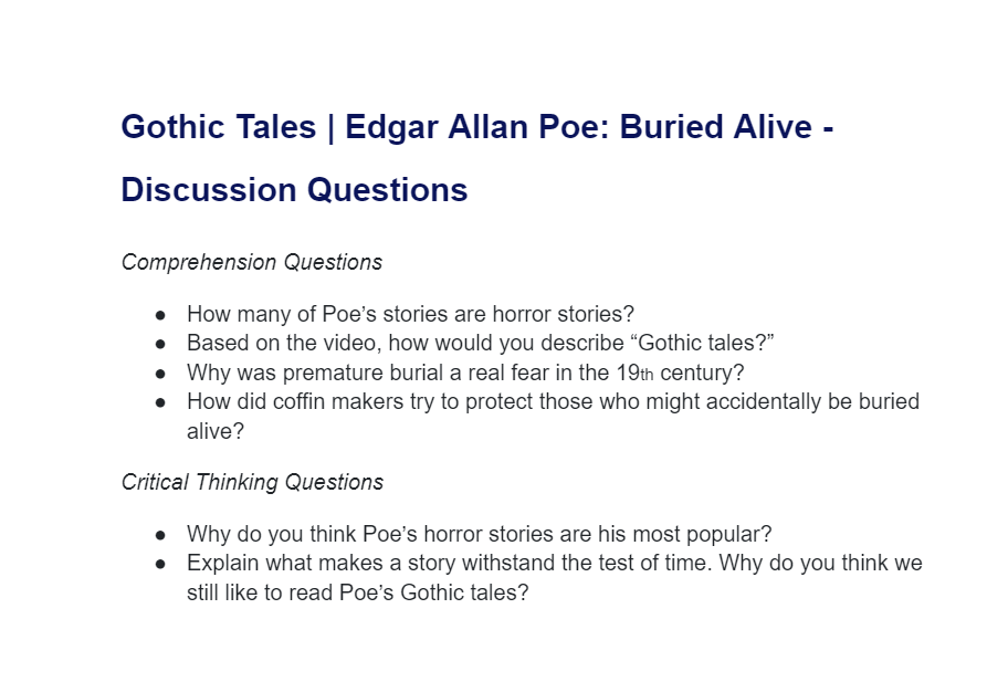 Solved Gothic Tales | Edgar Allan Poe: Buried Alive - | Chegg.com