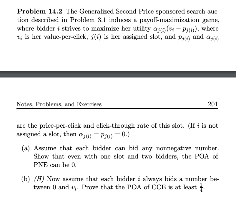 Problem 14.2 The Generalized Second Price sponsored | Chegg.com
