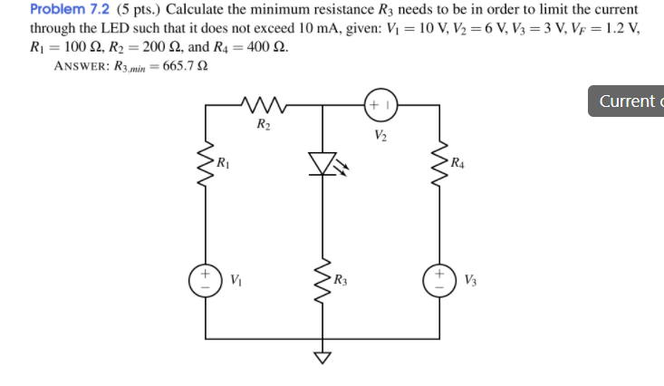 Solved Problem 7.2 (5 pts.) Calculate the minimum resistance | Chegg.com