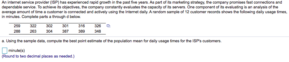 Solved An internet service provider (ISP) has experienced | Chegg.com