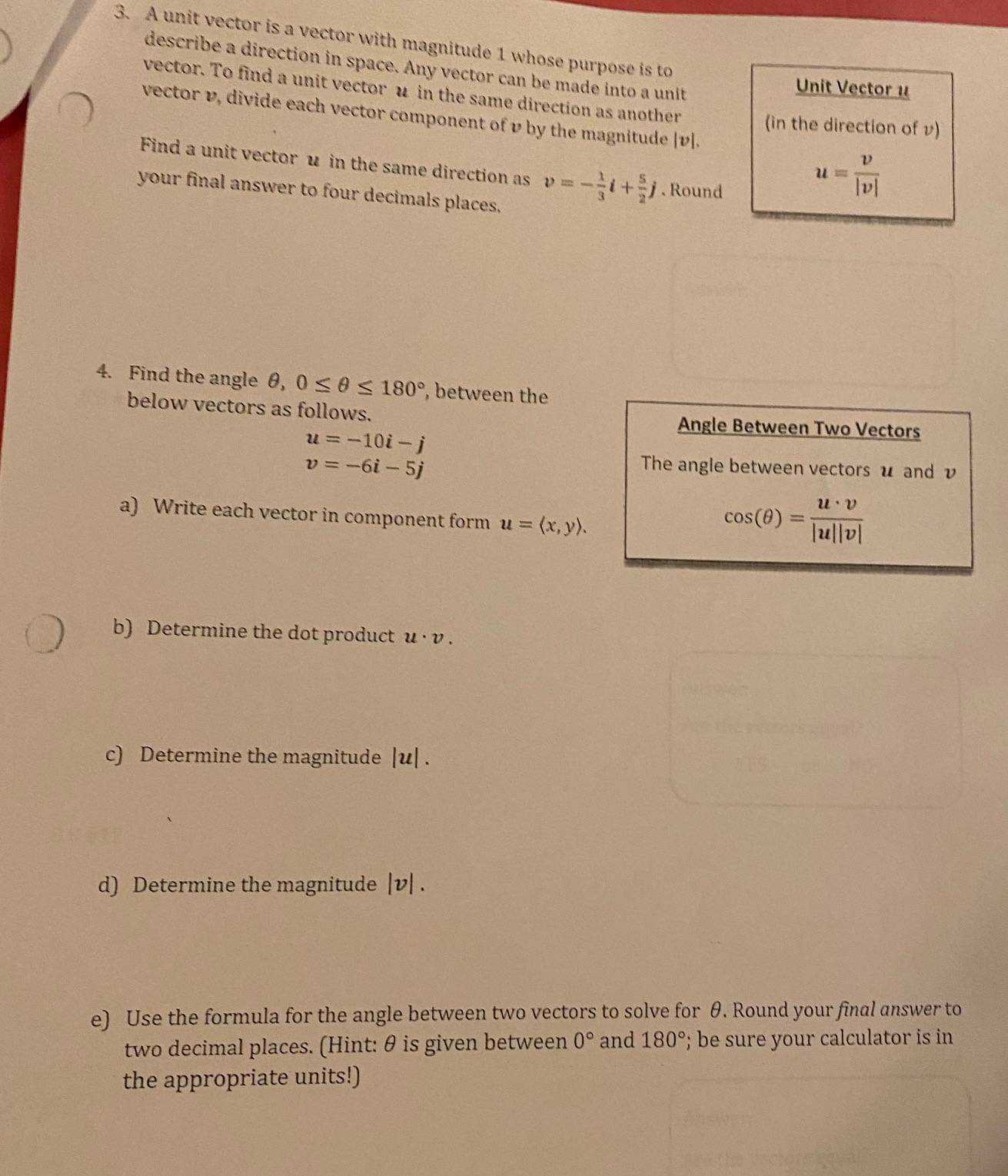 Solved A unit vector is a vector with magnitude 1 ﻿whose | Chegg.com