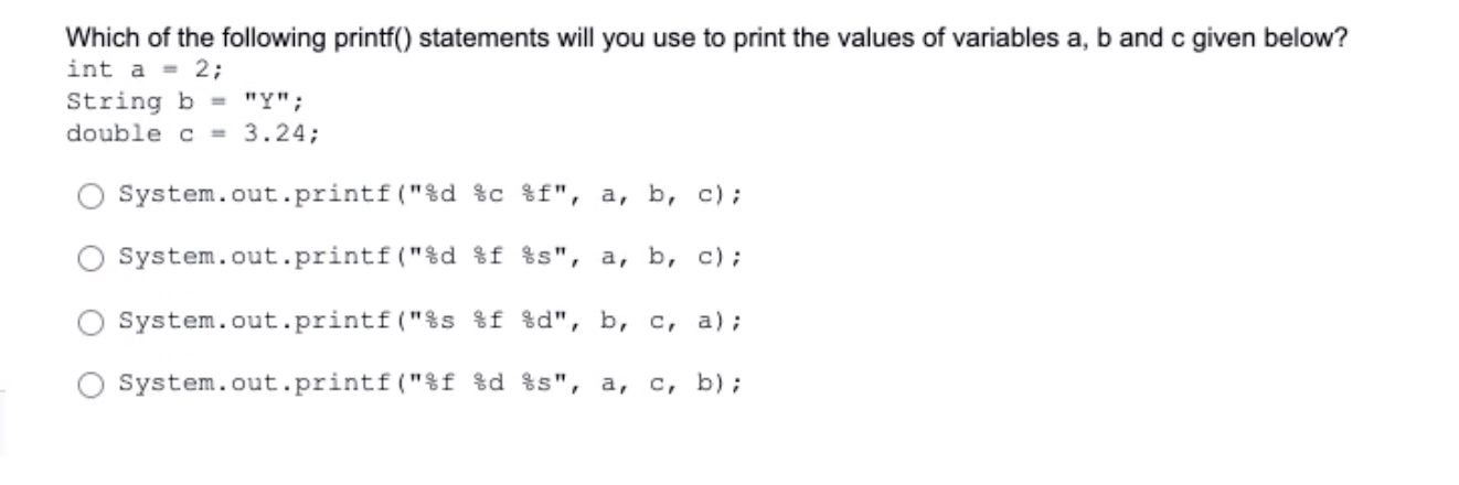 Solved Which Of The Following Printf Statements Will You 1711