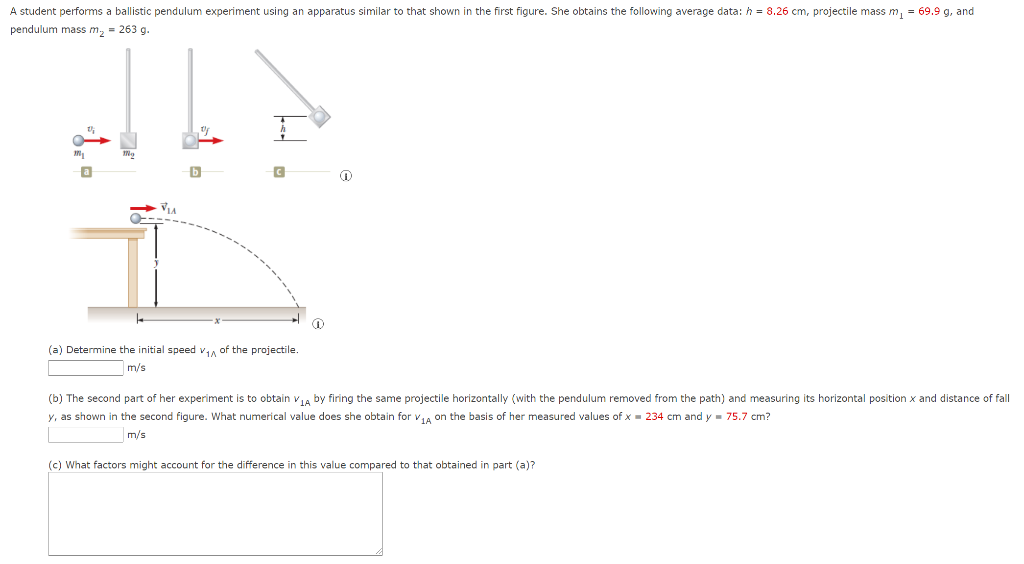 Solved A student performs a ballistic pendulum experiment | Chegg.com