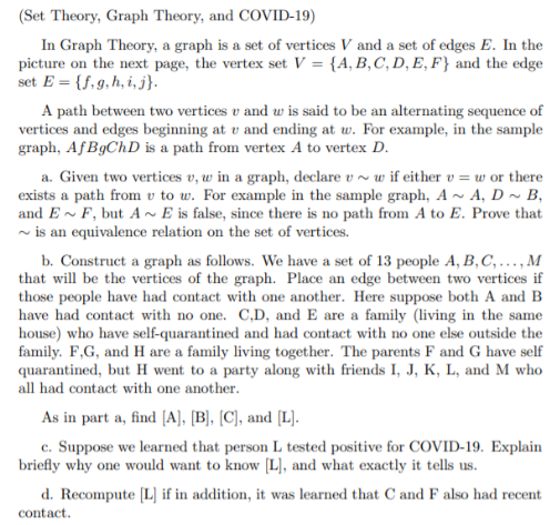 (Set Theory, Graph Theory, and COVID-19) In Graph | Chegg.com