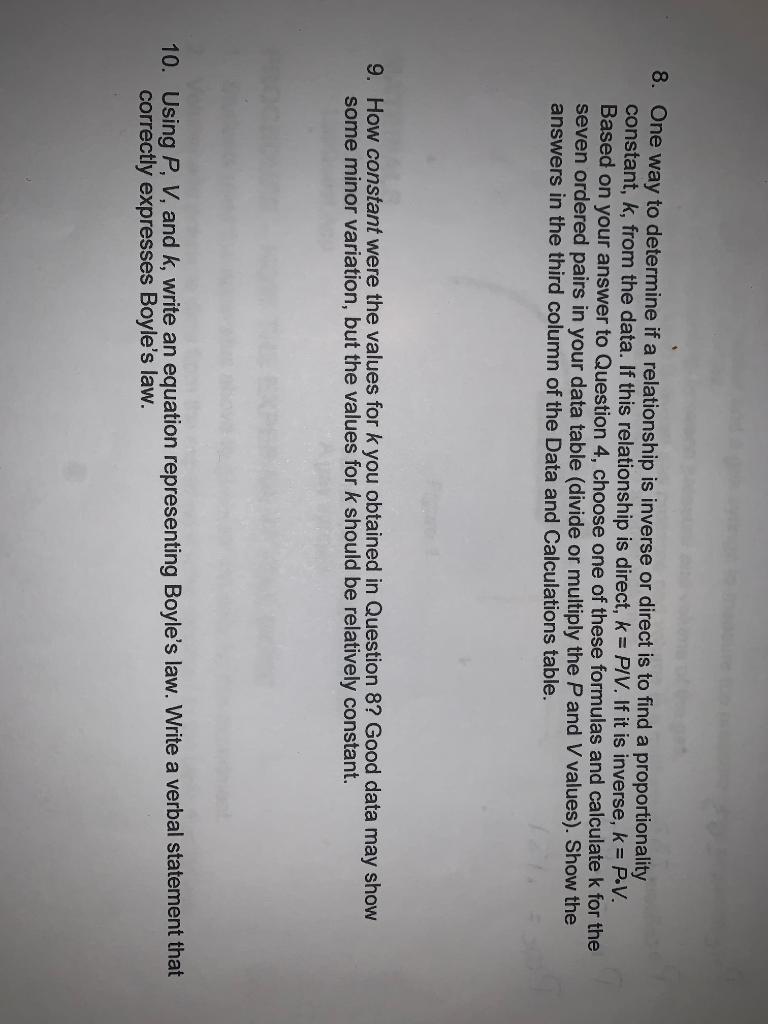 Solved Boyles Law Report Sheet Name Date DATA AND | Chegg.com