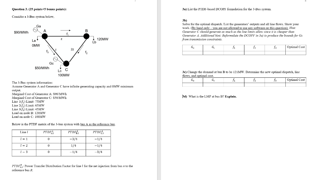 Solved Question 3. (25 points+5 bonus points): 3a) List the | Chegg.com