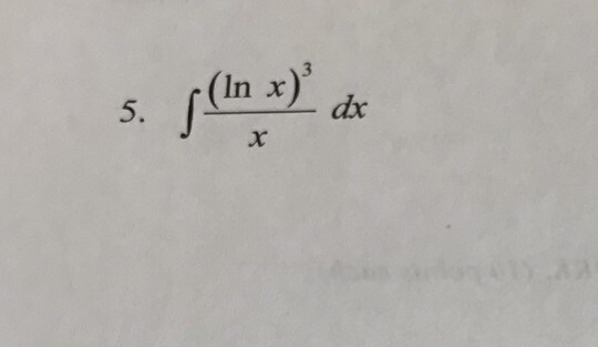 Solved Integral (ln x)^3/x dx | Chegg.com