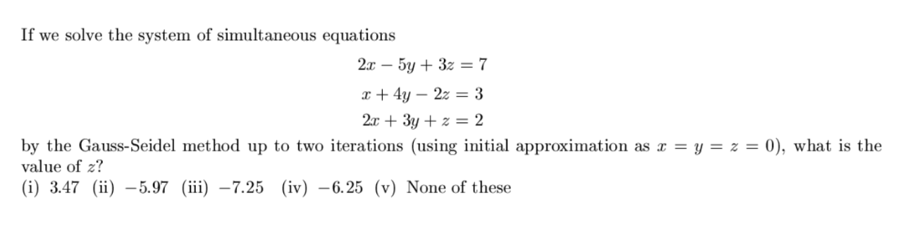 Solved If we solve the system of simultaneous equations | Chegg.com
