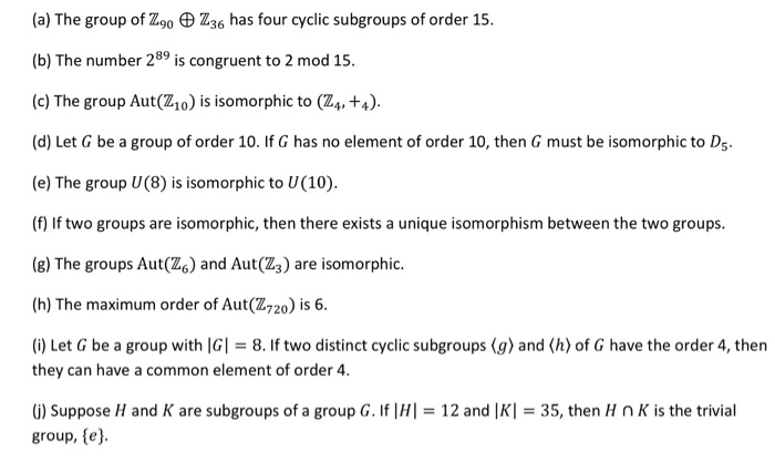 Solved (a) The group of Z90 Z36 has four cyclic subgroups of | Chegg.com