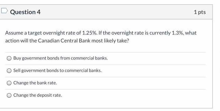 Solved Question 4 1 pts Assume a target overnight rate of | Chegg.com