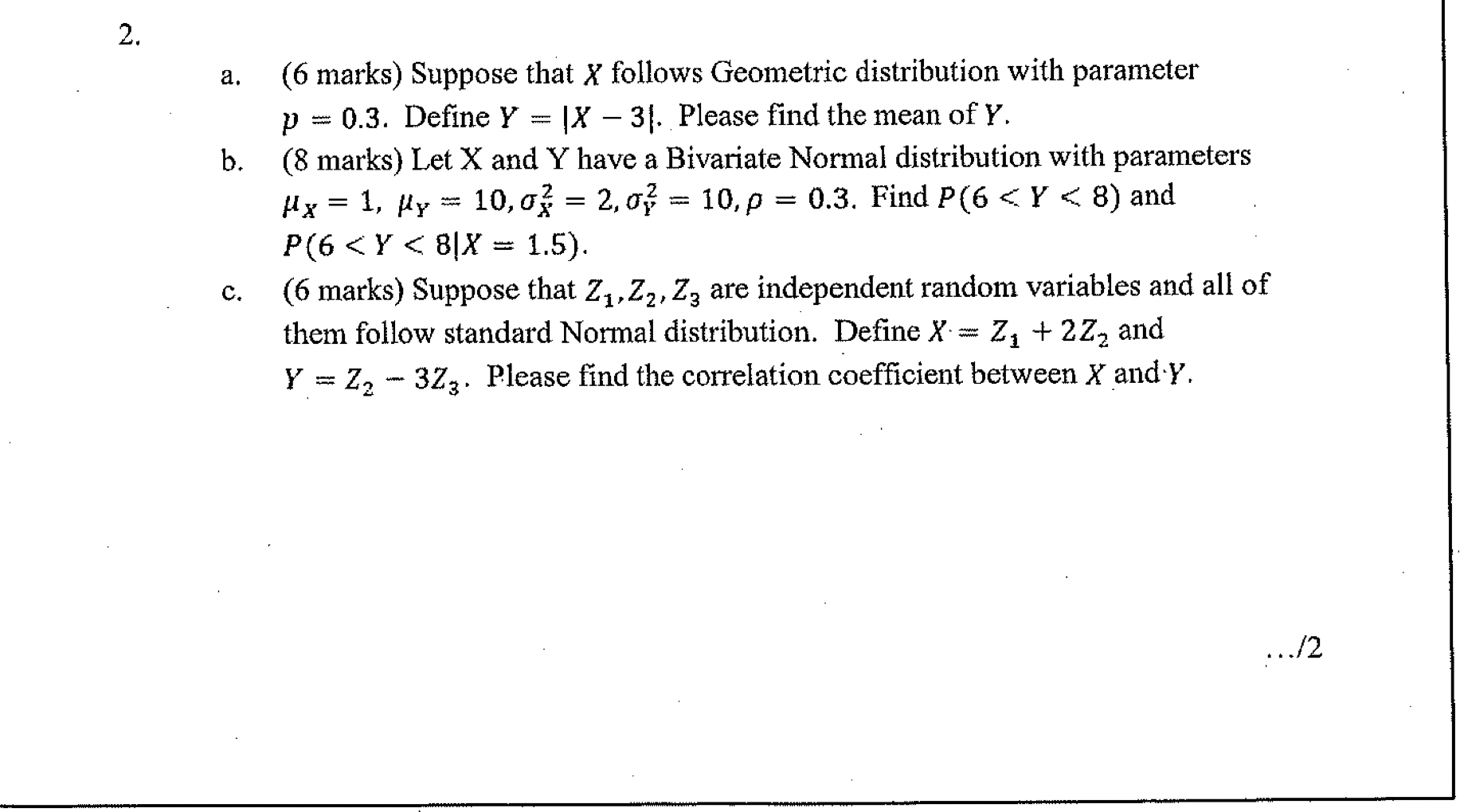 Solved a. (6 marks) Suppose that X follows Geometric | Chegg.com