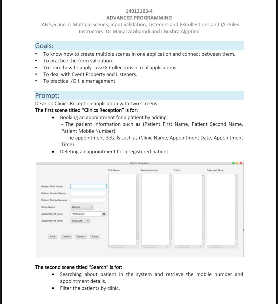 Solved 14013103−4 ADVANCED PROGRAMMING LAB 5,6 and 7: | Chegg.com