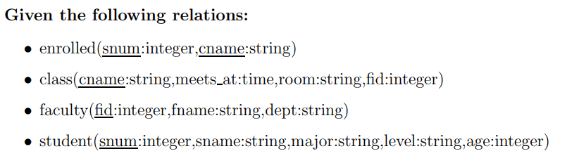 Solved Given the following relations: enrolled | Chegg.com