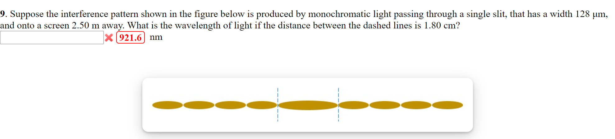 Solved 9. Suppose the interference pattern shown in the | Chegg.com