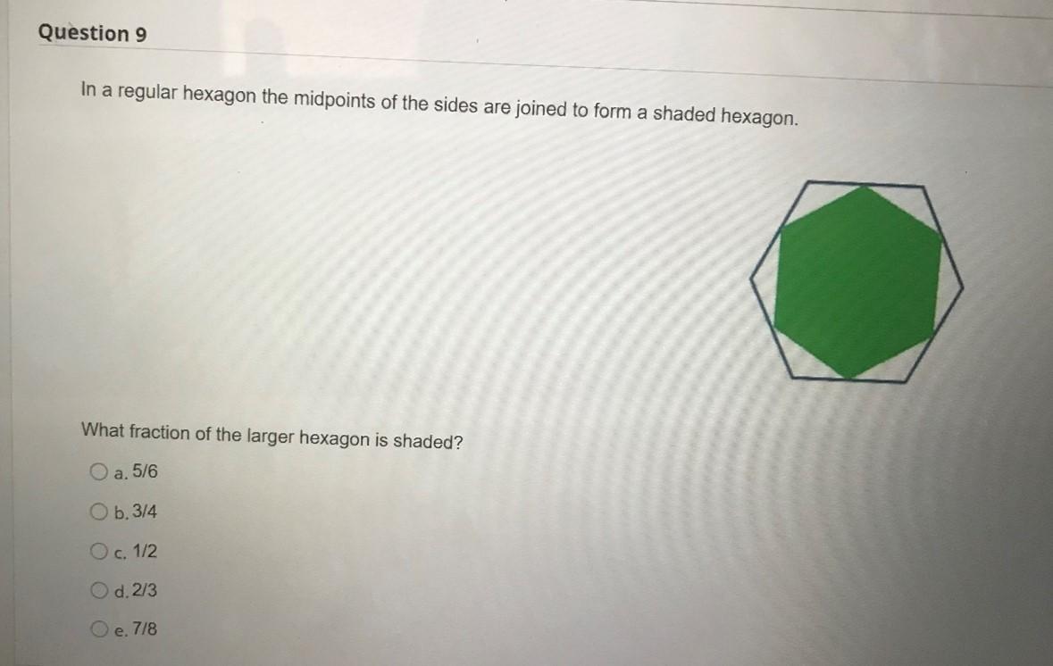 Solved Question 9 In a regular hexagon the midpoints of the | Chegg.com