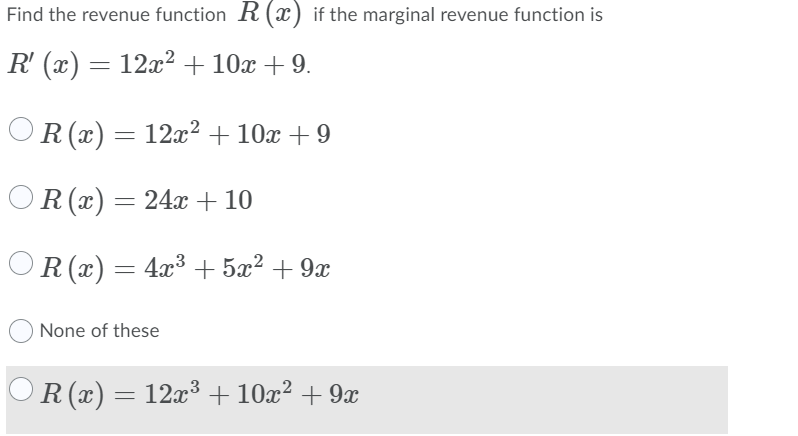 Solved Find the revenue function R(x) if the marginal | Chegg.com