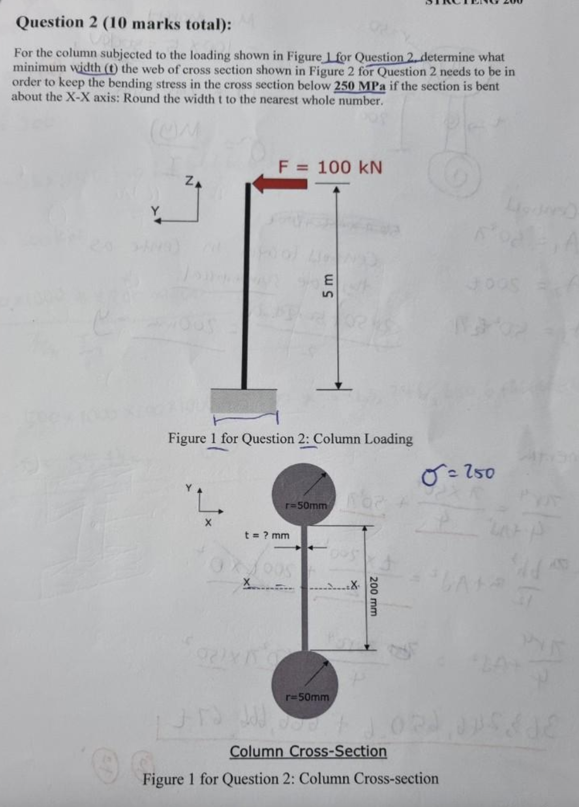 Solved Question 2 (10 ﻿marks total): For the column | Chegg.com
