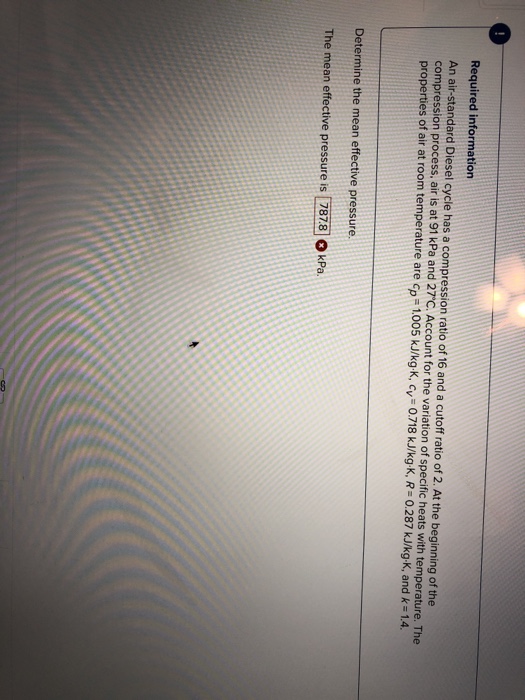 Solved Required information An air-standard Diesel cycle has | Chegg.com