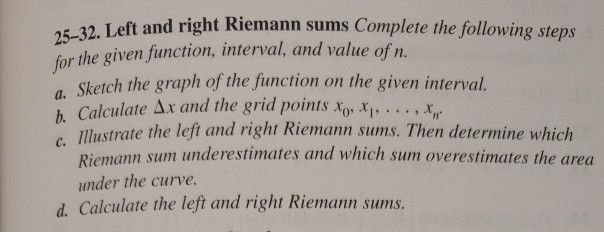 Solved Left and right Riemann sums Complete the following | Chegg.com
