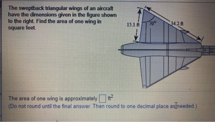 Solved The sweptback triangular wings of an aircraft have | Chegg.com