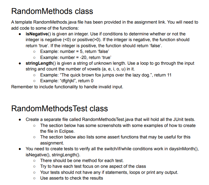 Solved Random Methods class A template RandomMethods.java | Chegg.com