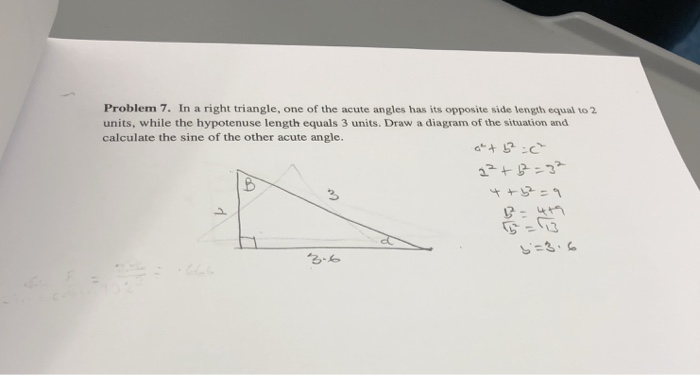 Solved Problem 7. In a right triangle, one of the acute | Chegg.com