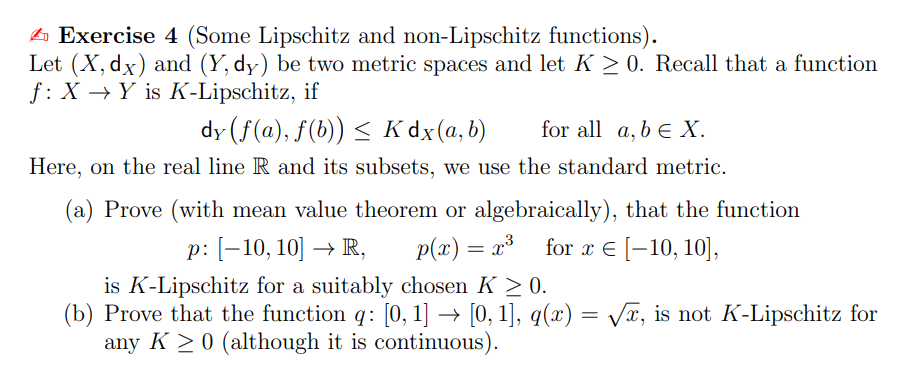 Solved Exercise 4 Some Lipschitz And Non Lipschitz