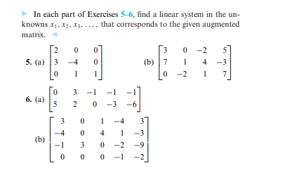 Solved In each part of Exercises 5-6, find a linear system | Chegg.com