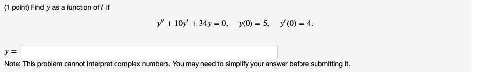 Solved (1 point) Find y as a function of t if 81y" – 126y' | Chegg.com